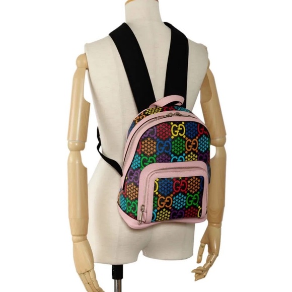 Gucci | Bags | Gucci Colorful Logo Backpack With Pink Trim | Poshmark